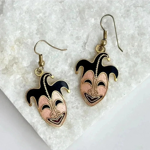Vintage | Jewelry | Vintage Retro Mardi Gras Joker Jester Clown Gold ...